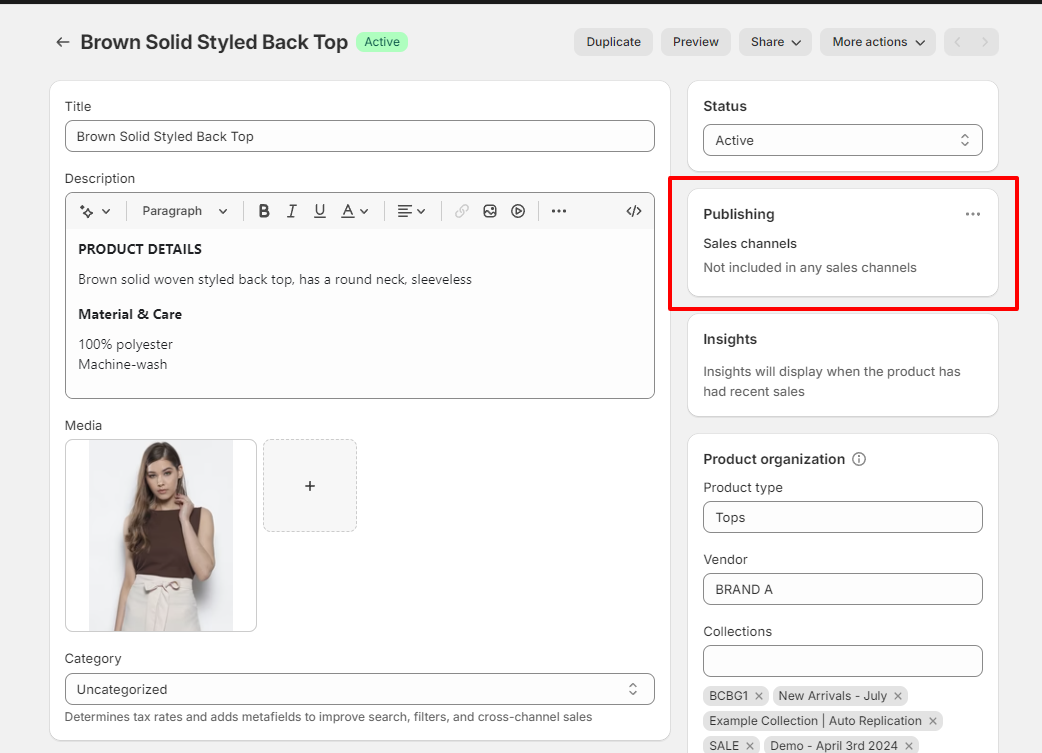 What are active, draft, and unavailable products in Shopify?