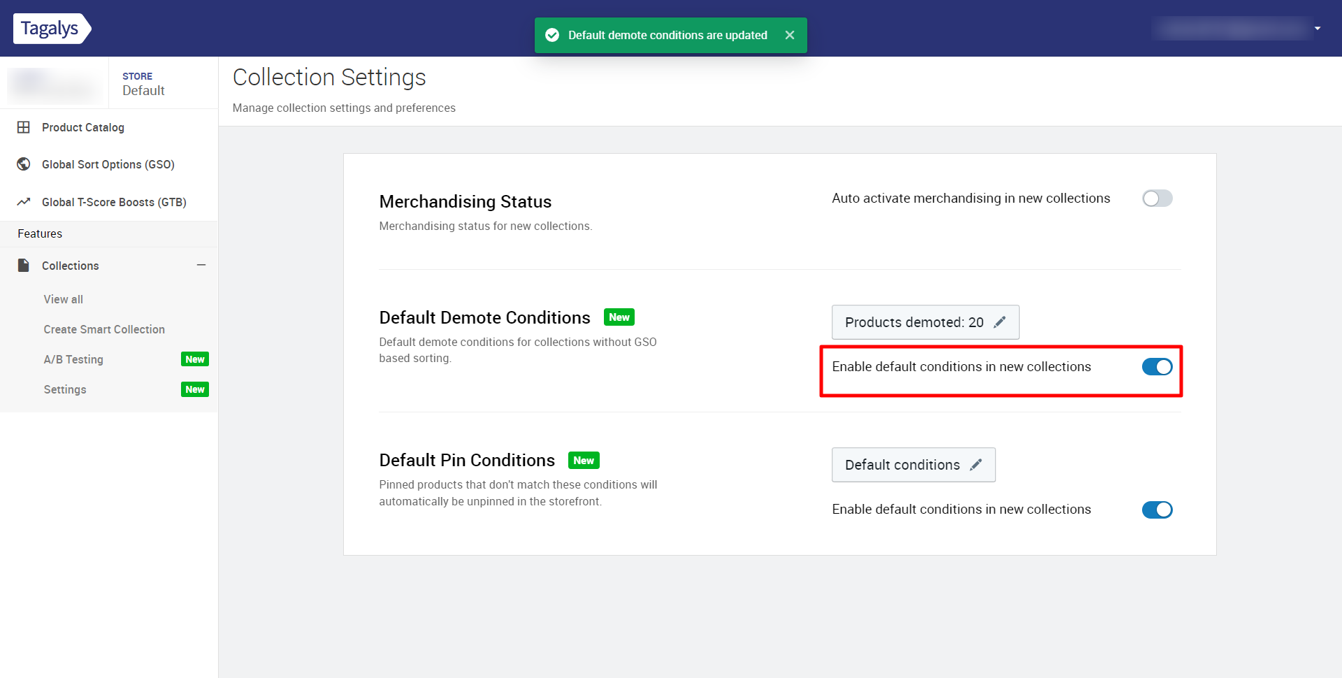 What are 'Default Demote Conditions' and how do I set them up?